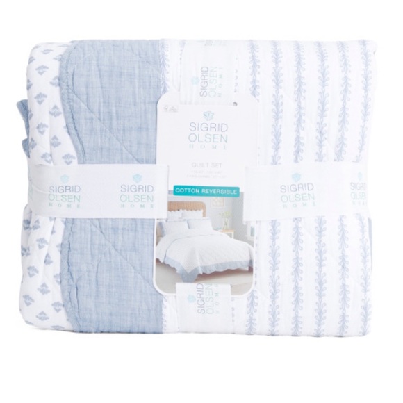 Sigrid Olsen | Bedding | Sigrid Olsen Cotton Blue Striped Quilt Set ...